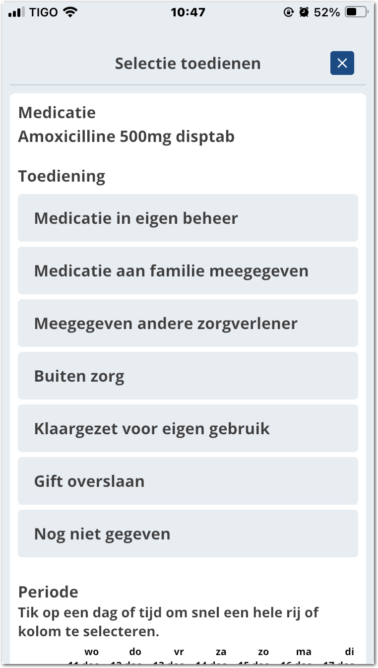 MedimoApp - Meerdere toedieningen