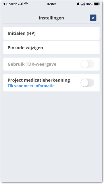 Hoe pas ik mijn initialen in de MedimoApp aan?